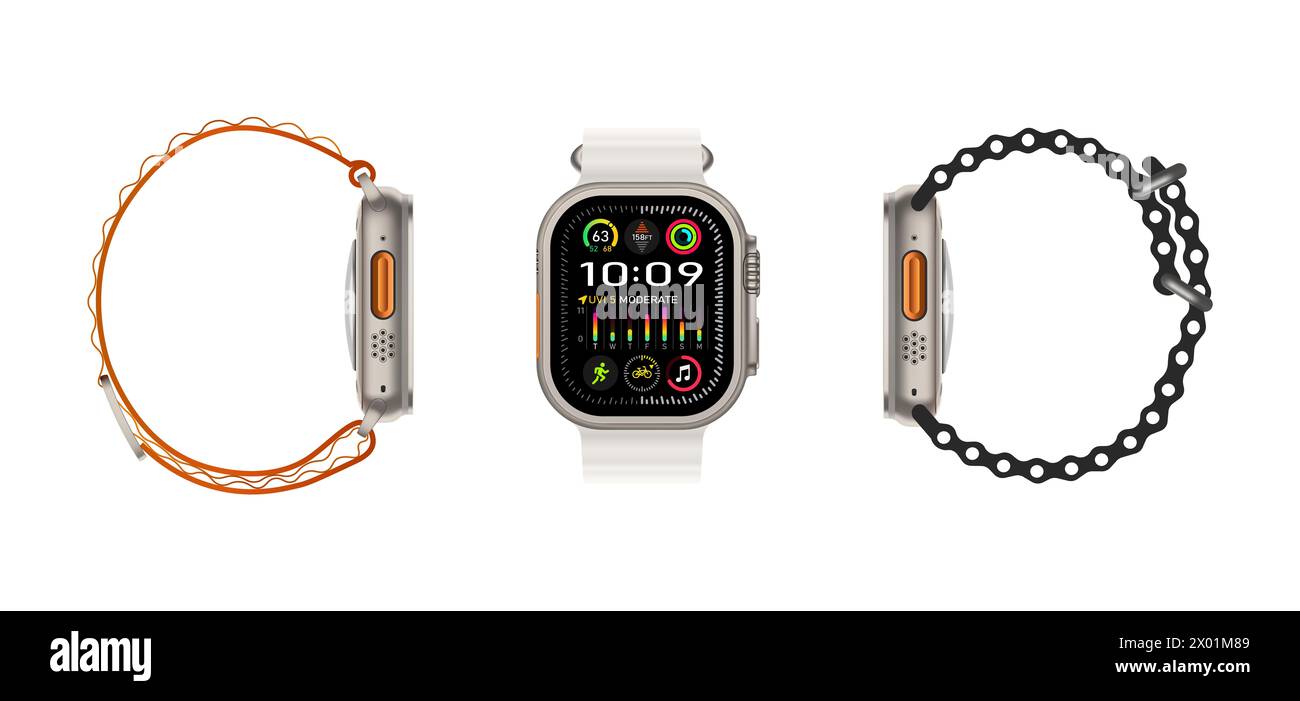 Realistic vector set of Apple Watch Ultra. Vector illustration. Vector ...