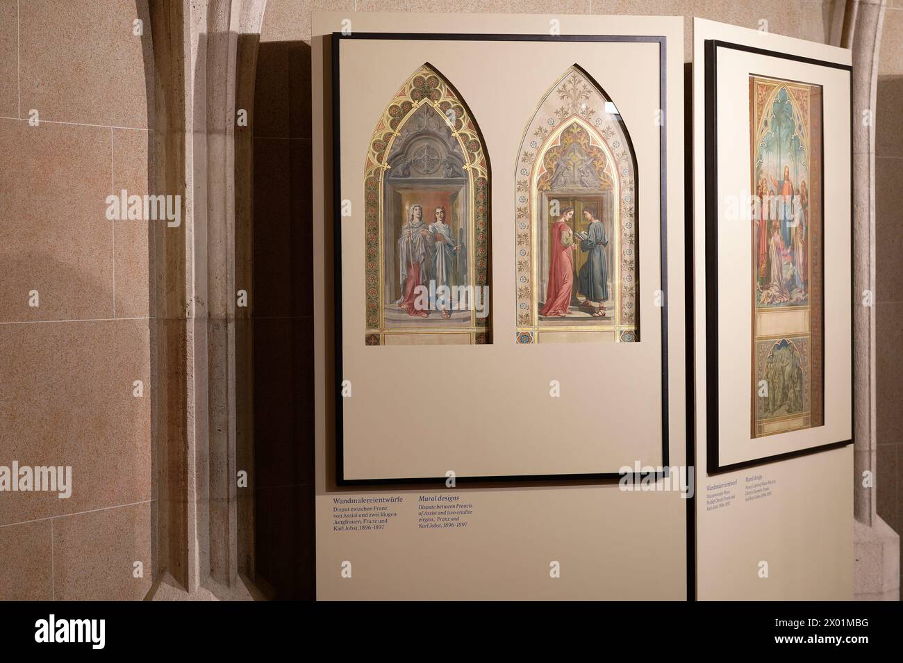 Vienna, Austria. Museum in the Votive Church. Wall painting designs ...