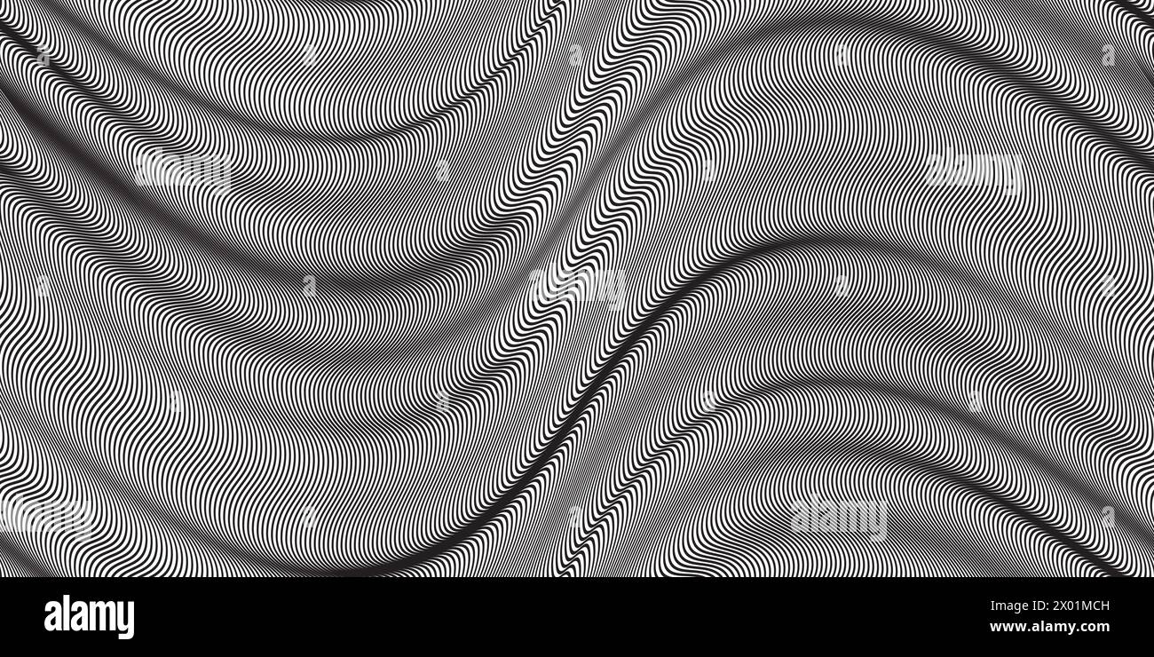 Moire seamless pattern with folds imitation. Optical effect of surreal ...