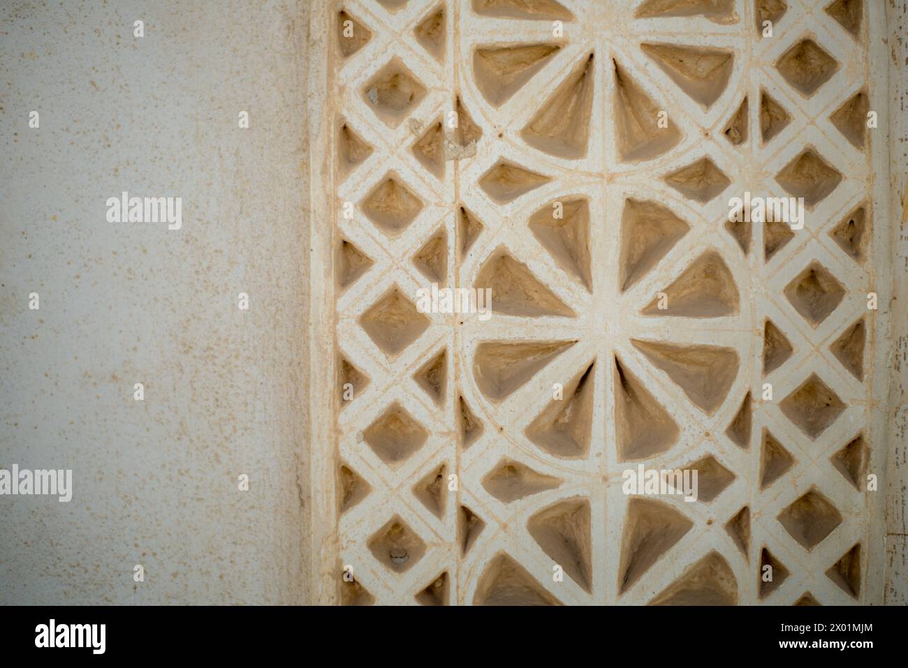 Detail of gypsum carving on a door jamb of a restored traditional ...