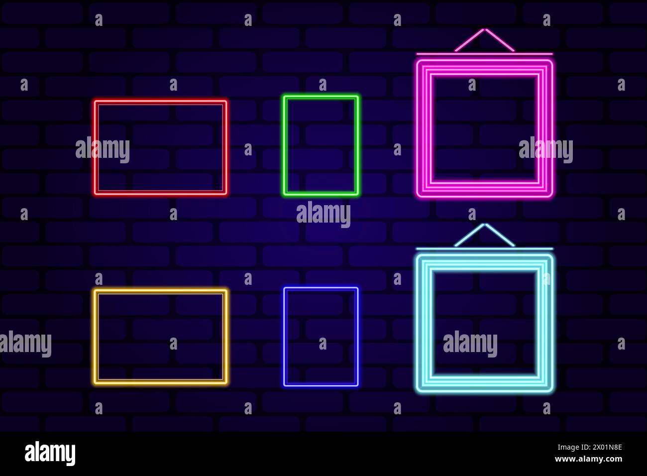 Colorful neon frames set. Vector illustration Stock Vector Image & Art ...
