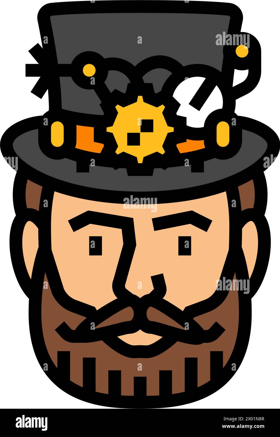 steampunk male avatar color icon vector illustration Stock Vector Image ...