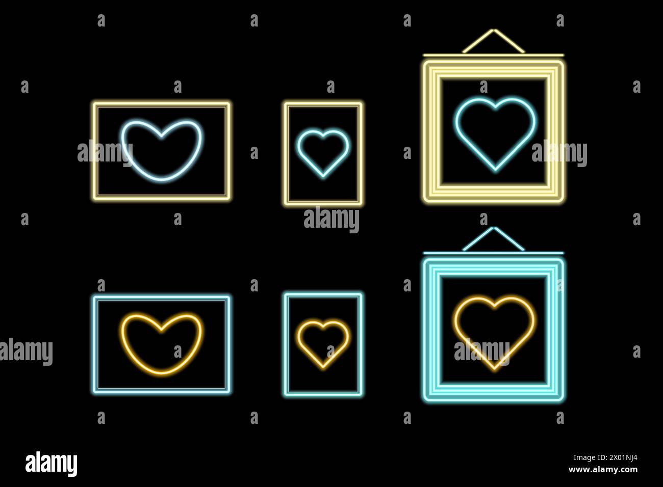 Colorful neon frames set. Vector illustration Stock Vector Image & Art ...