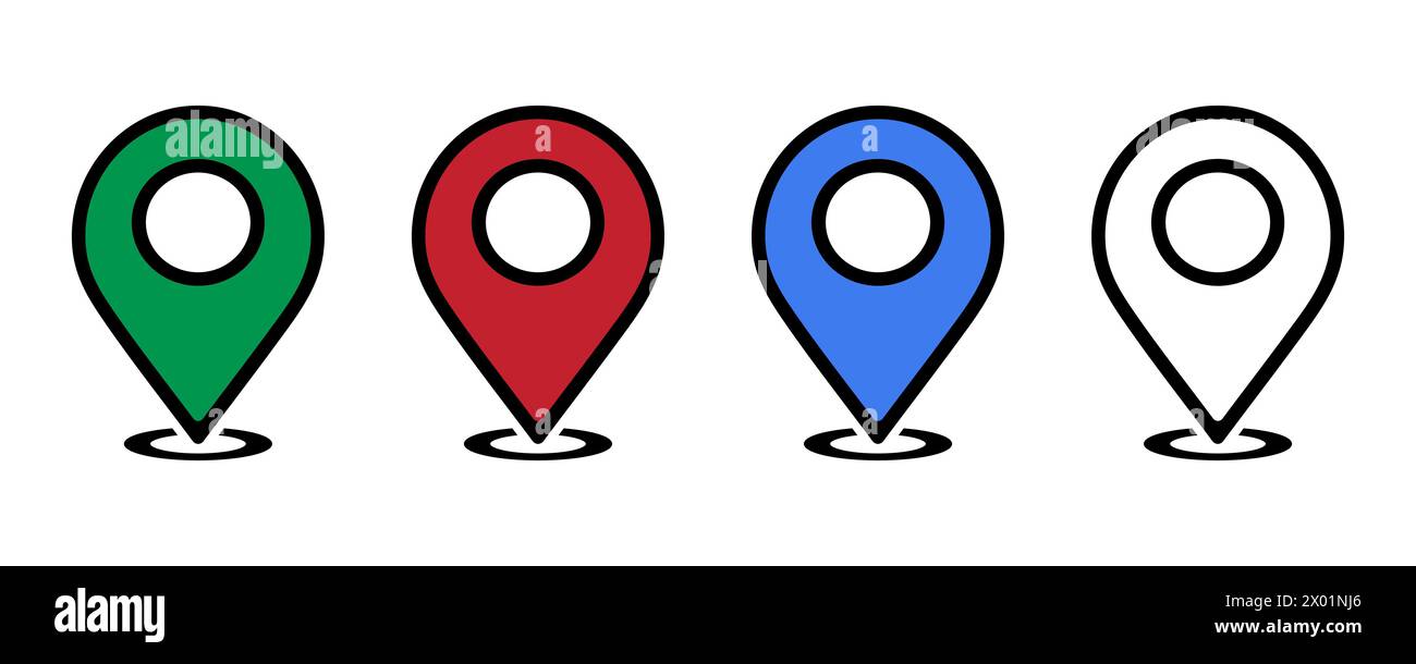 Set of map pin location icons vector. Map markers on white background ...