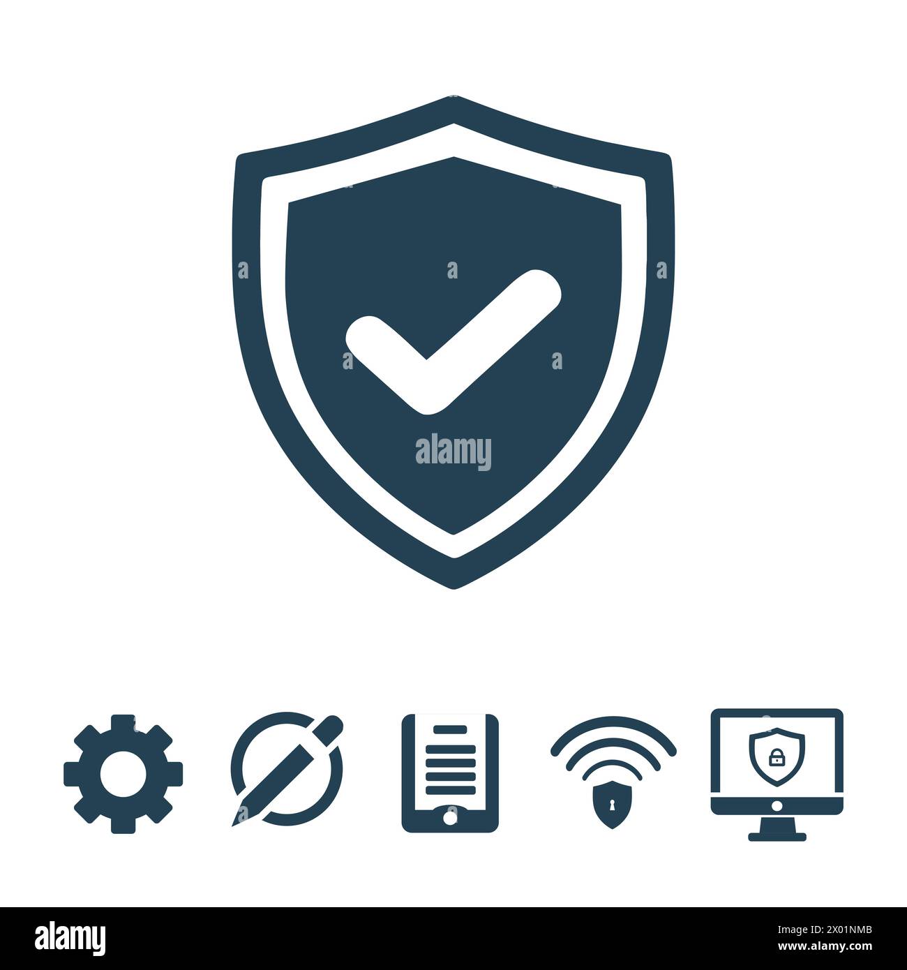 Vector Set Of Security Line Icons Shields Cybersecurity Password Computer Security Stock