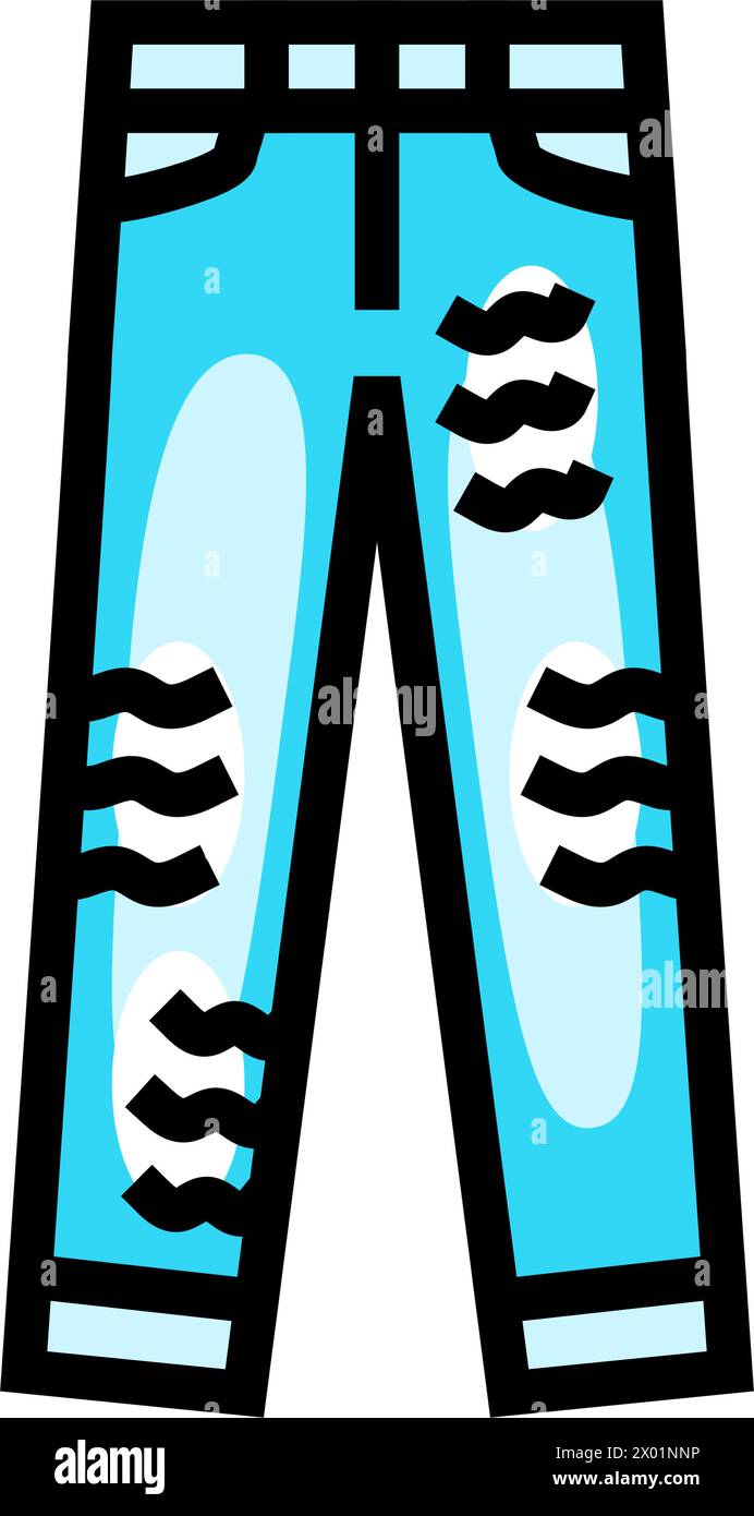 distressed jeans streetwear cloth fashion color icon vector ...