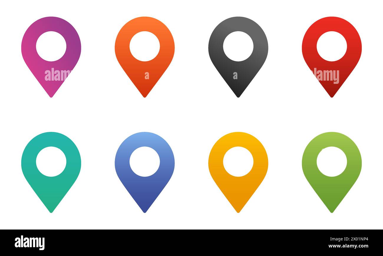 Set of map pin location icons vector. Map markers on white background Stock Vector Image & Art ...