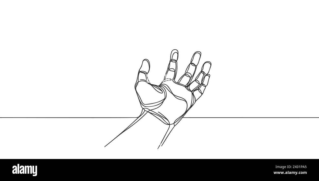 Outstretched hand or palm. One line drawing vector illustration Stock ...