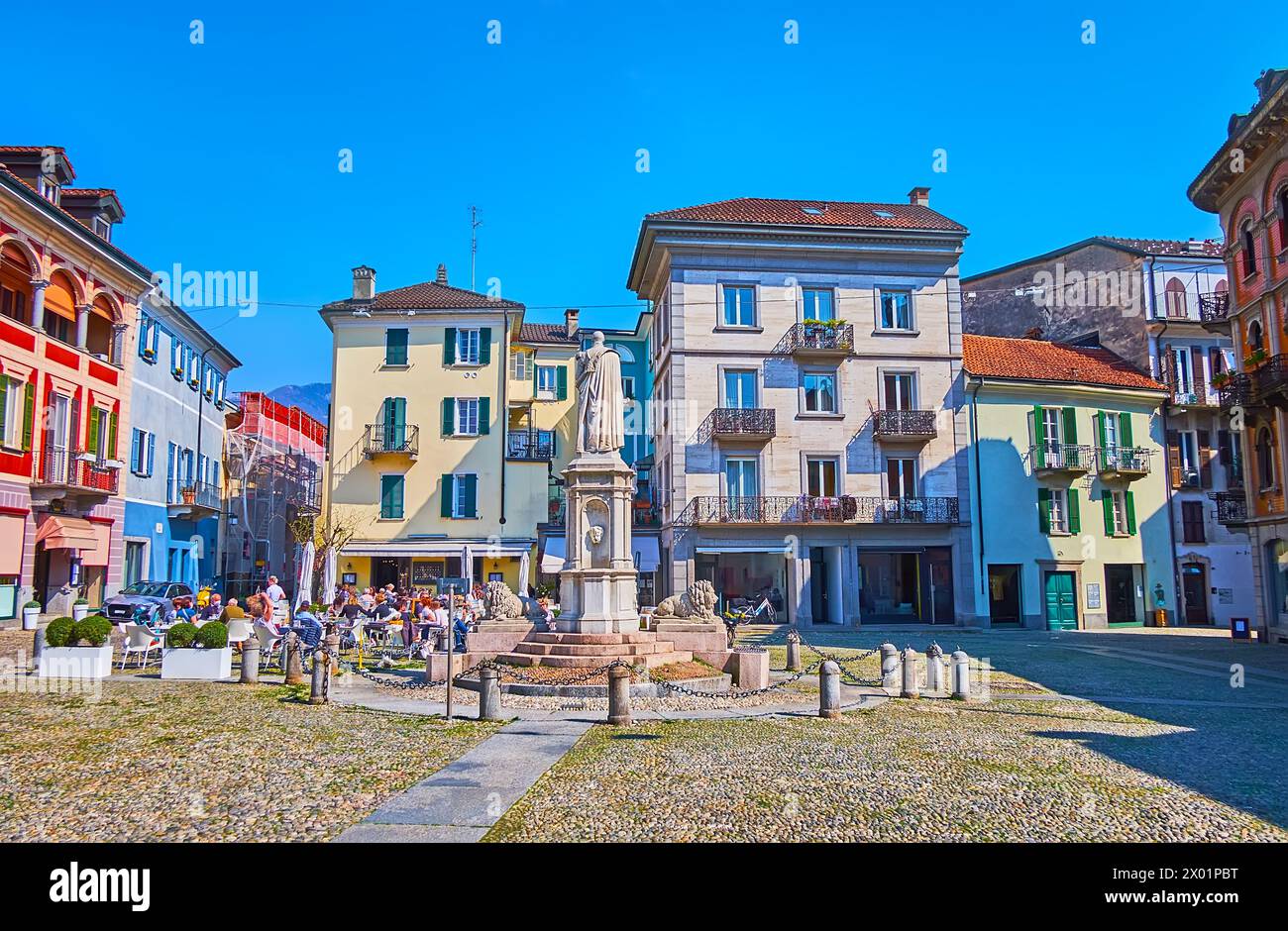 Historic architecture of Piazza Sant'Antonio in old town of Locarno ...
