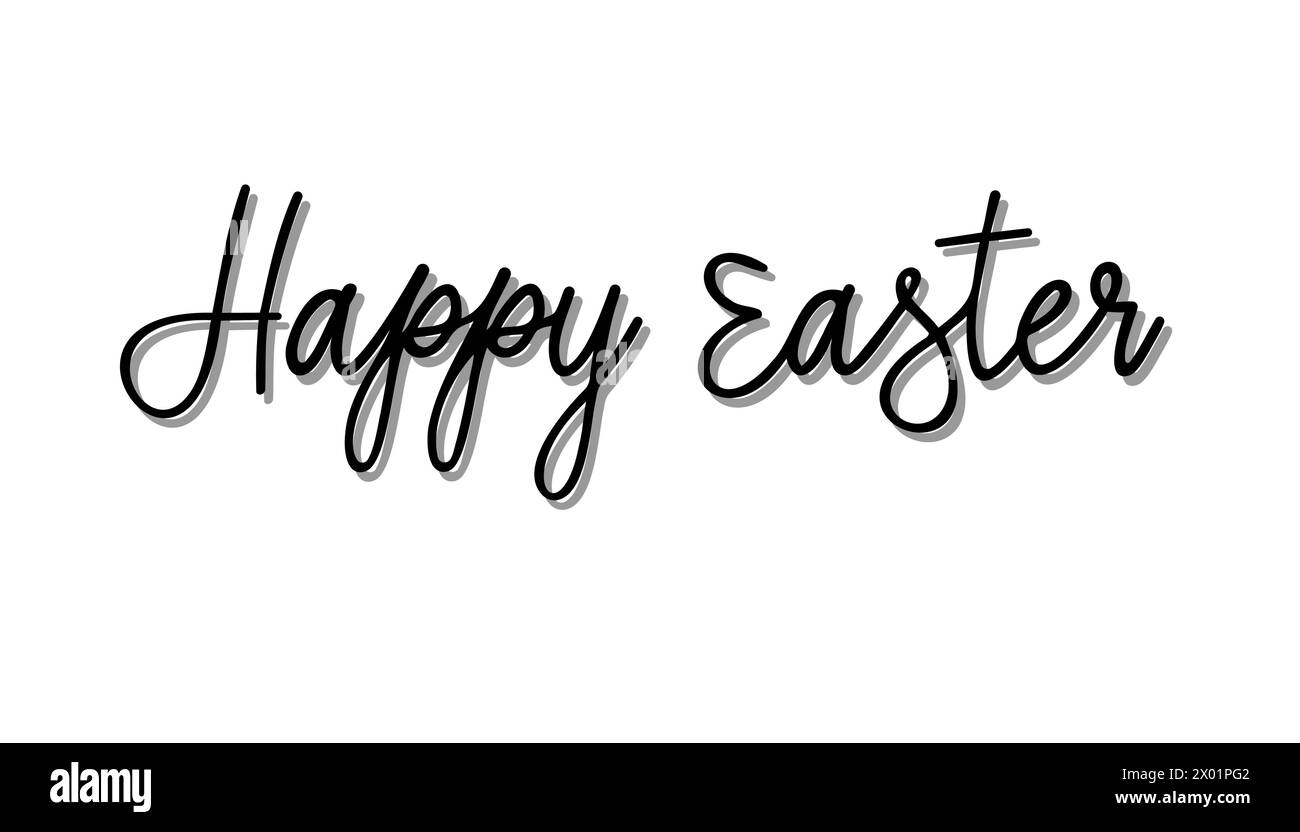 Happy Easter black linear lettering with swooshes. Hand drawn elegant ...