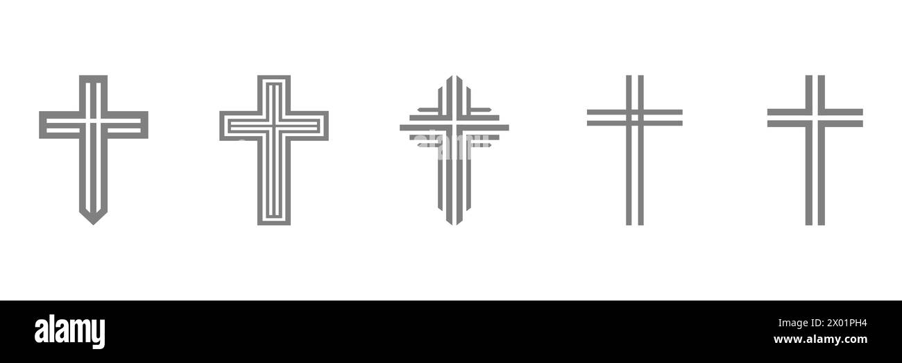 Black crosses vector set isolated on white background. Icons of ...