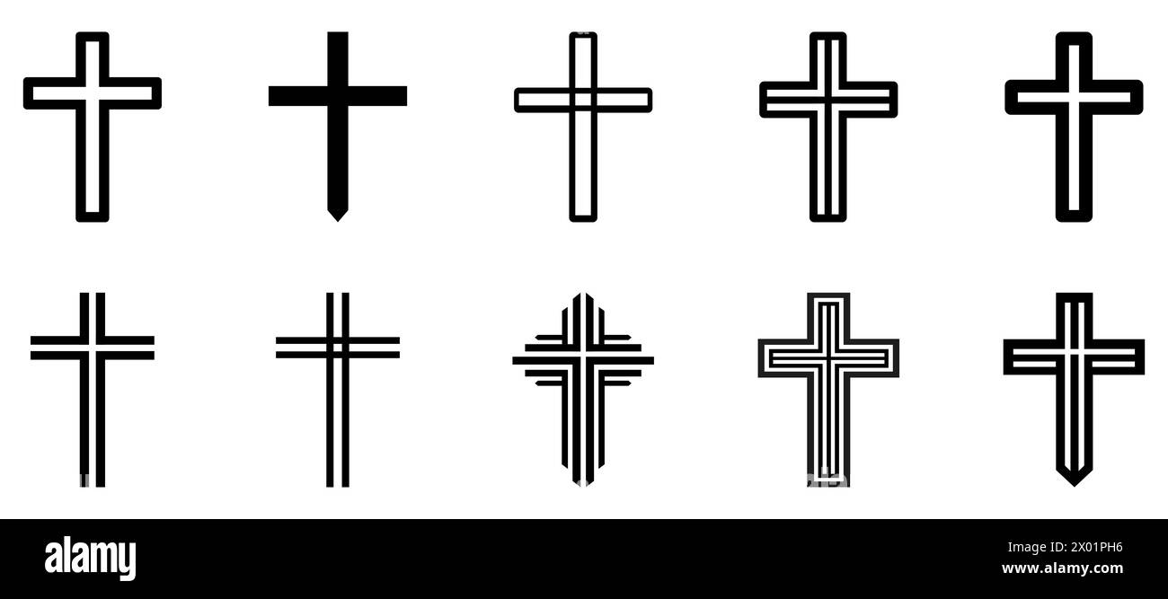 Black crosses vector set isolated on white background. Icons of ...
