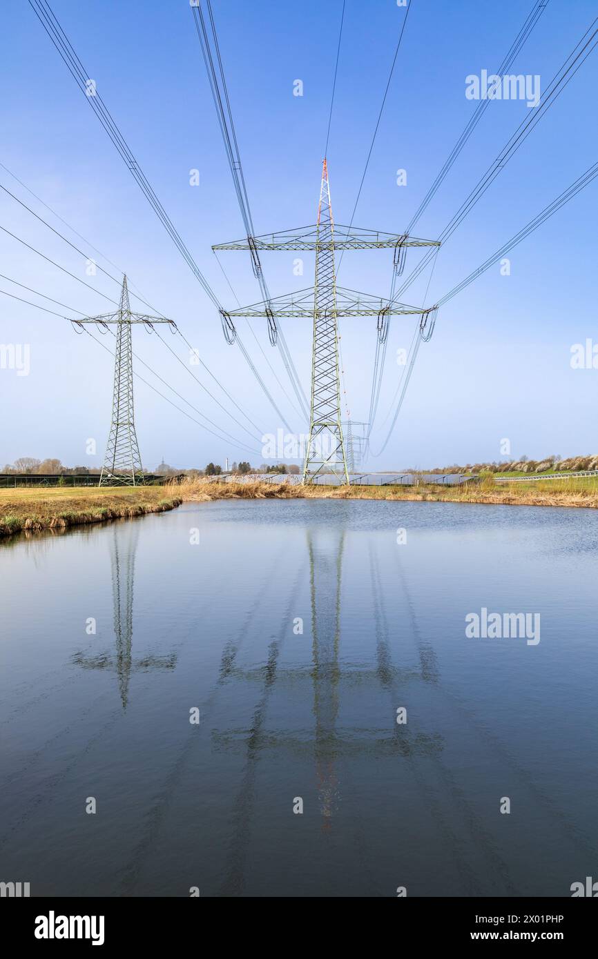 Solar park with pylon in Bavaria, Germany Stock Photo - Alamy