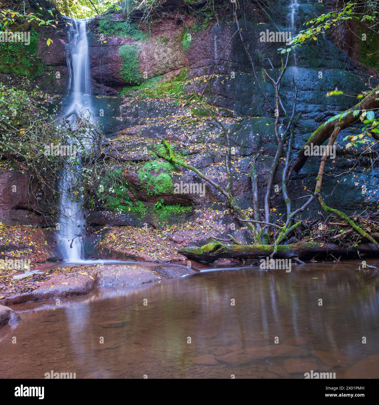 The Witches Pool and waterfalls at Pwll y Wrach nature reserve ...