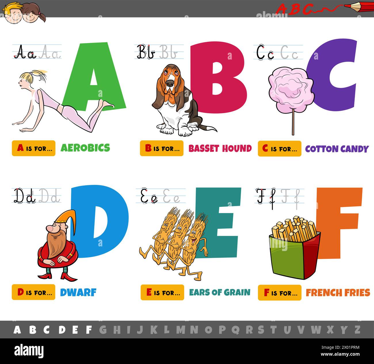 Cartoon illustration of capital letters from alphabet educational set ...