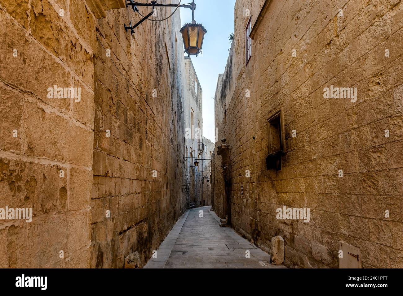 Empty street of ancient Roman city Mdina, ancient capital of Malta ...