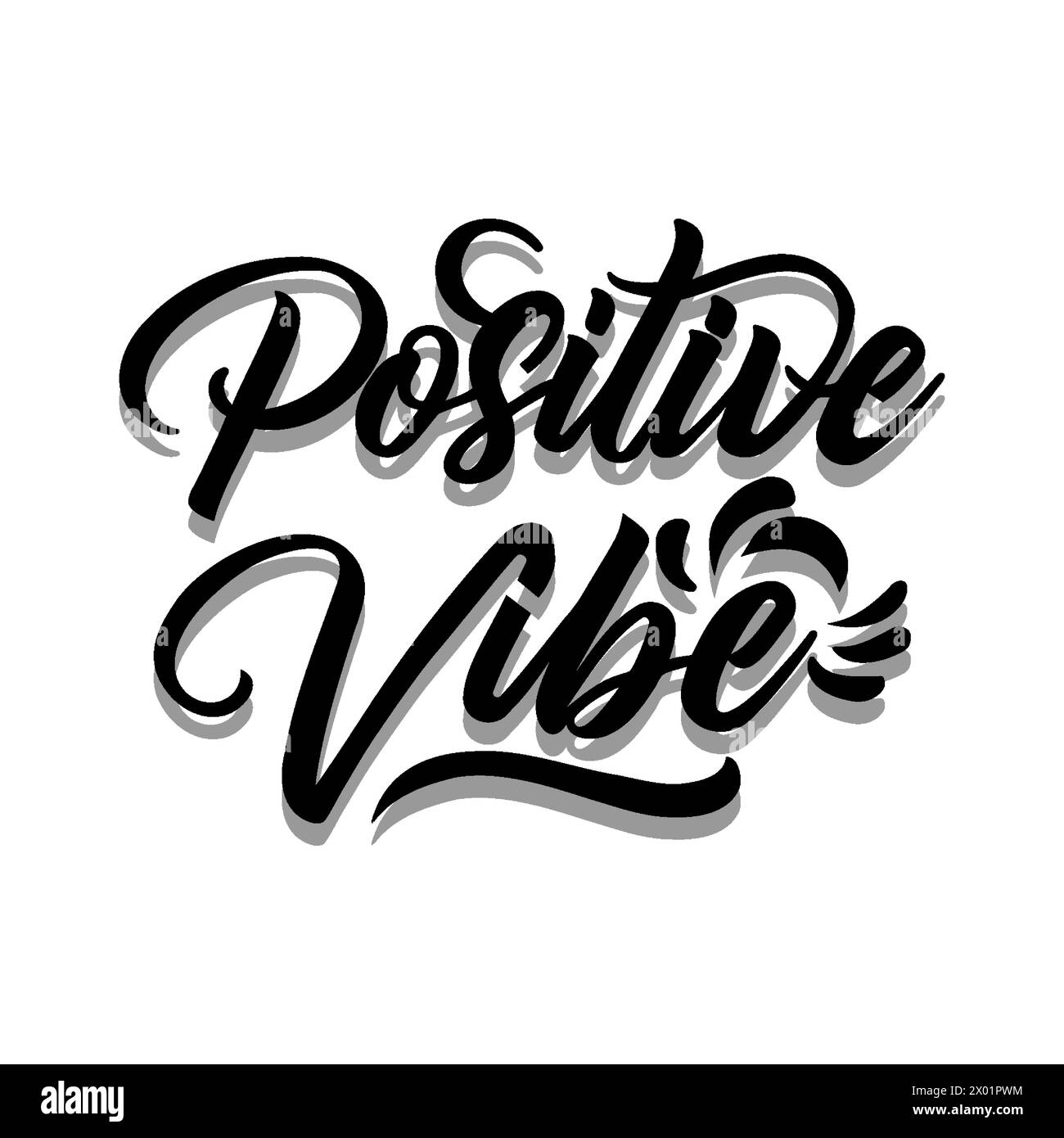 Positive mind, life. Vector motivation phrase. Hand drawn lettering ...
