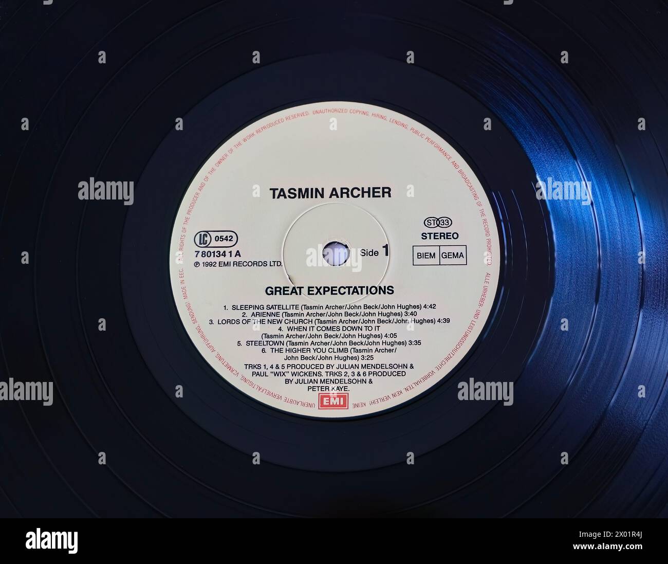 Photo close up of a centre label on an original 1992 pressing of long ...