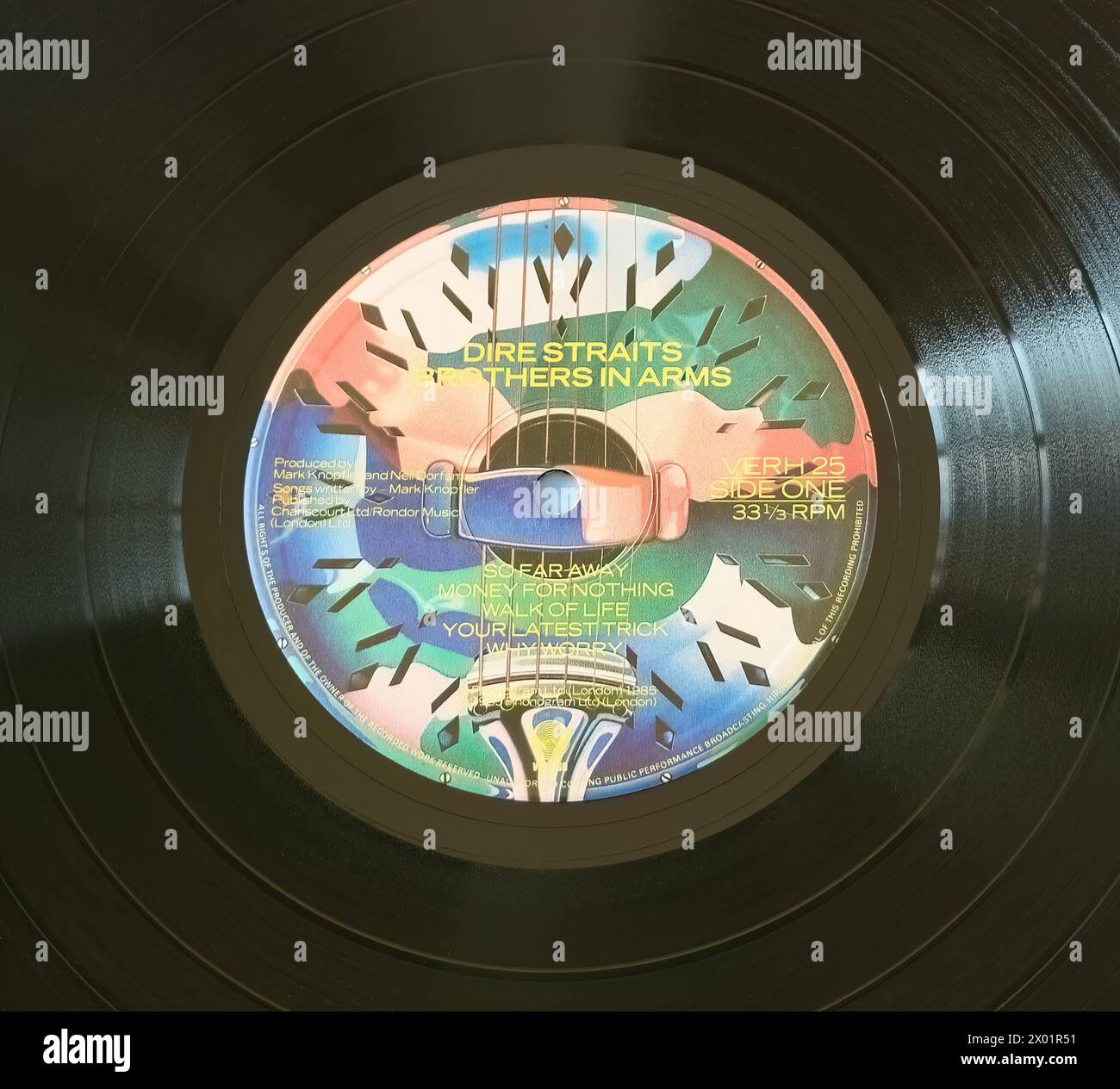 Photo close up of a centre label on an original 1985 pressing of long ...