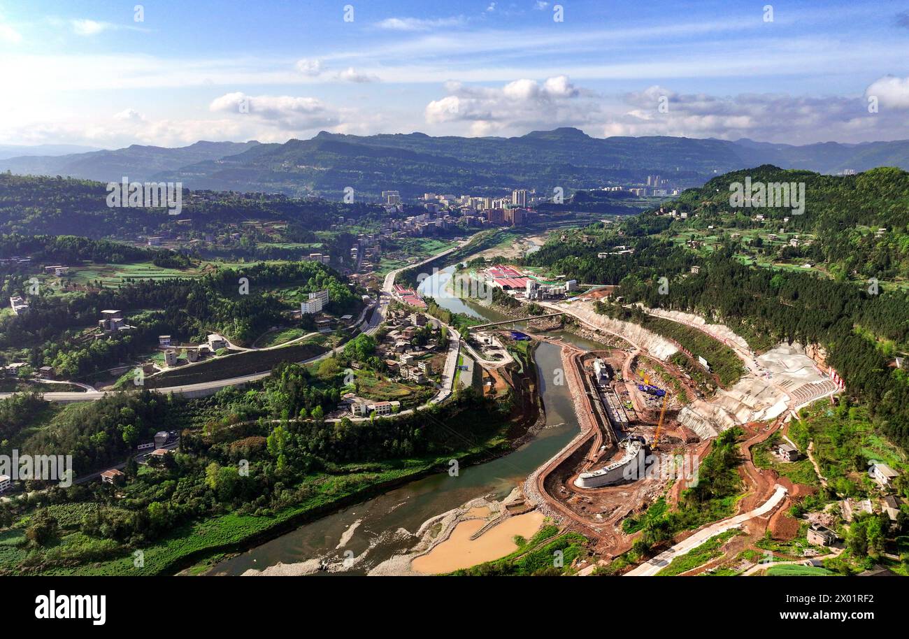 BAZHONG, CHINA - APRIL 8, 2024 - A view overlooking the construction ...