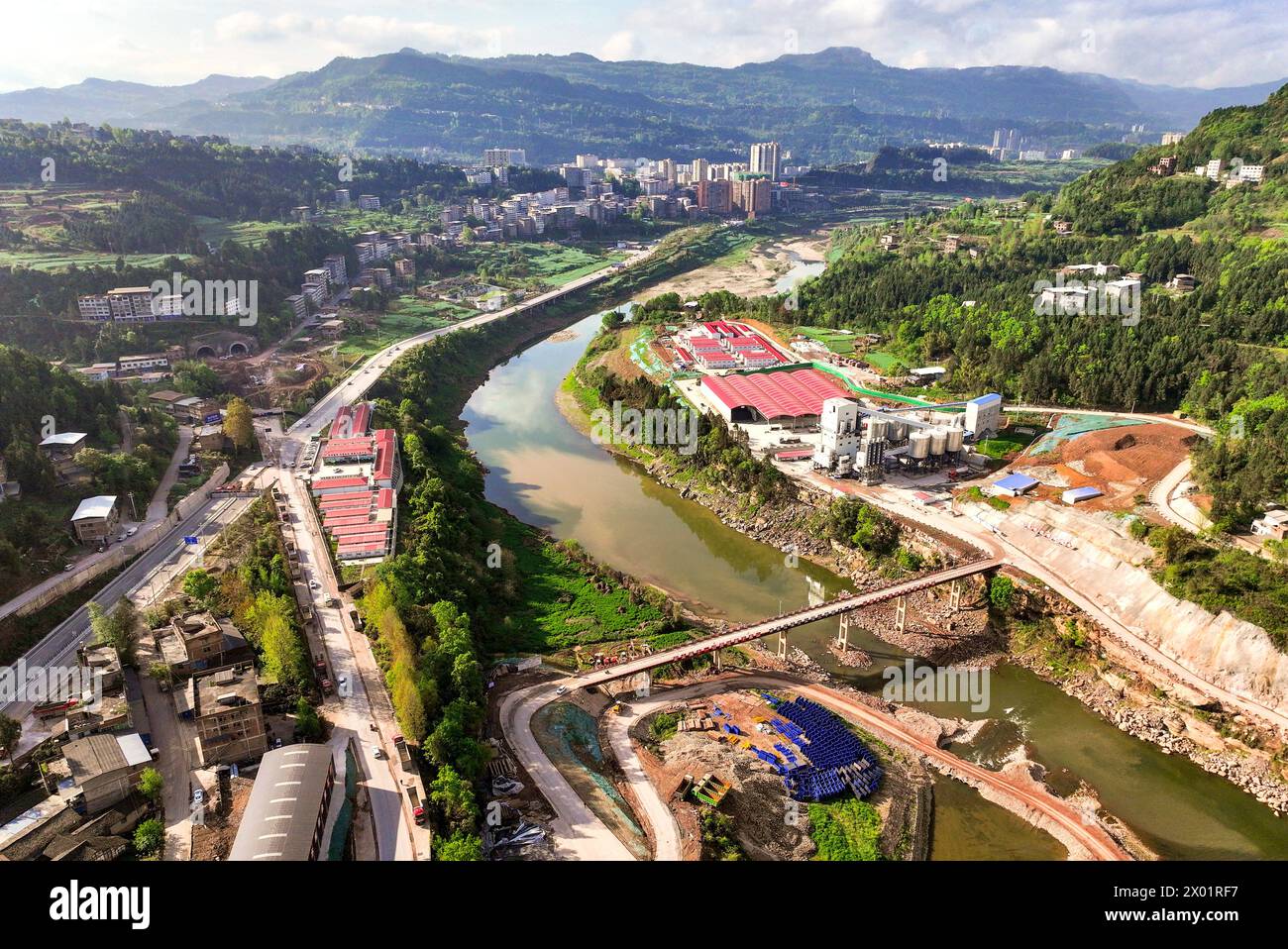 BAZHONG, CHINA - APRIL 8, 2024 - A view overlooking the construction ...