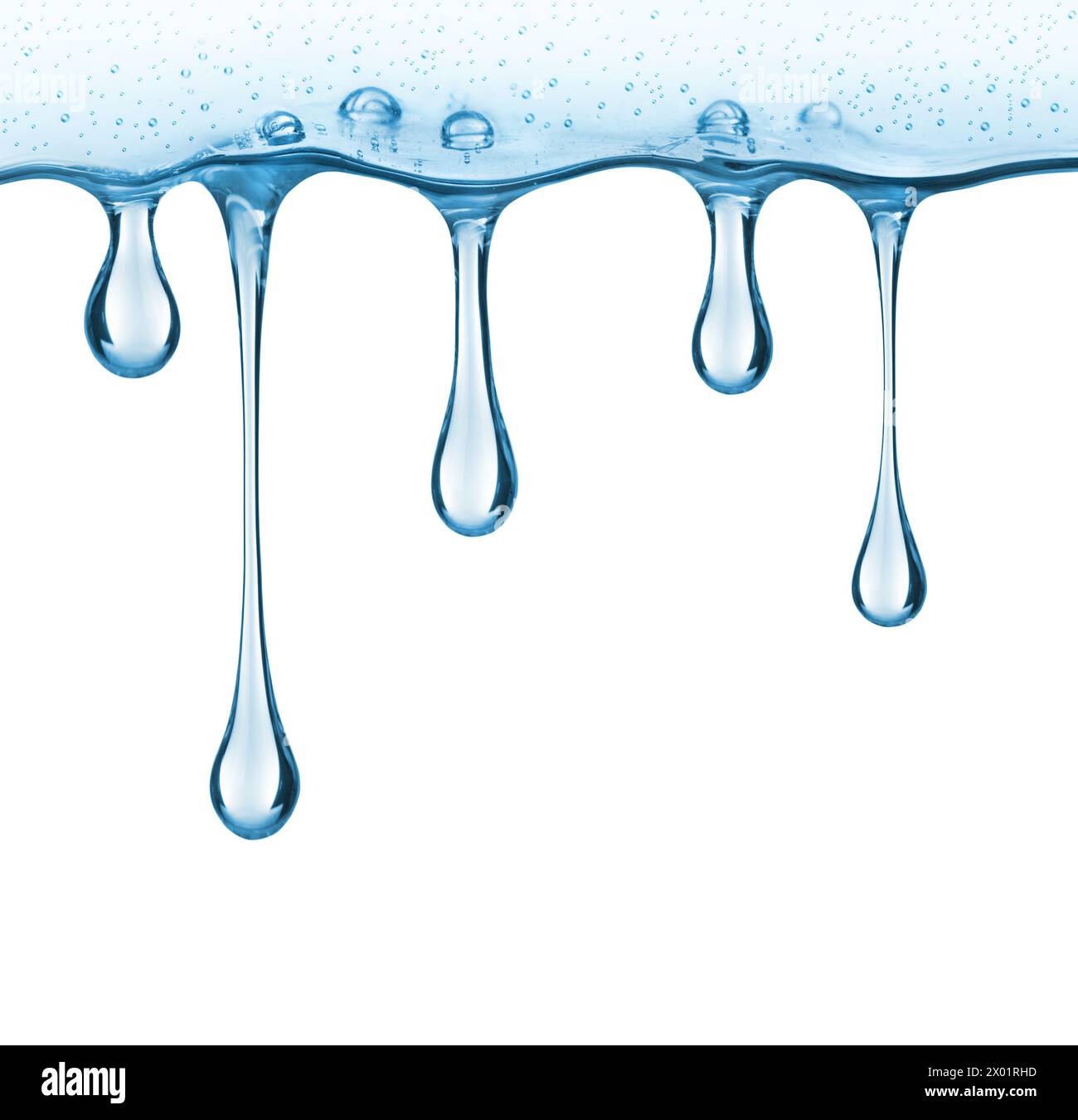 Stretched drops of transparent thick gel on white background Stock ...