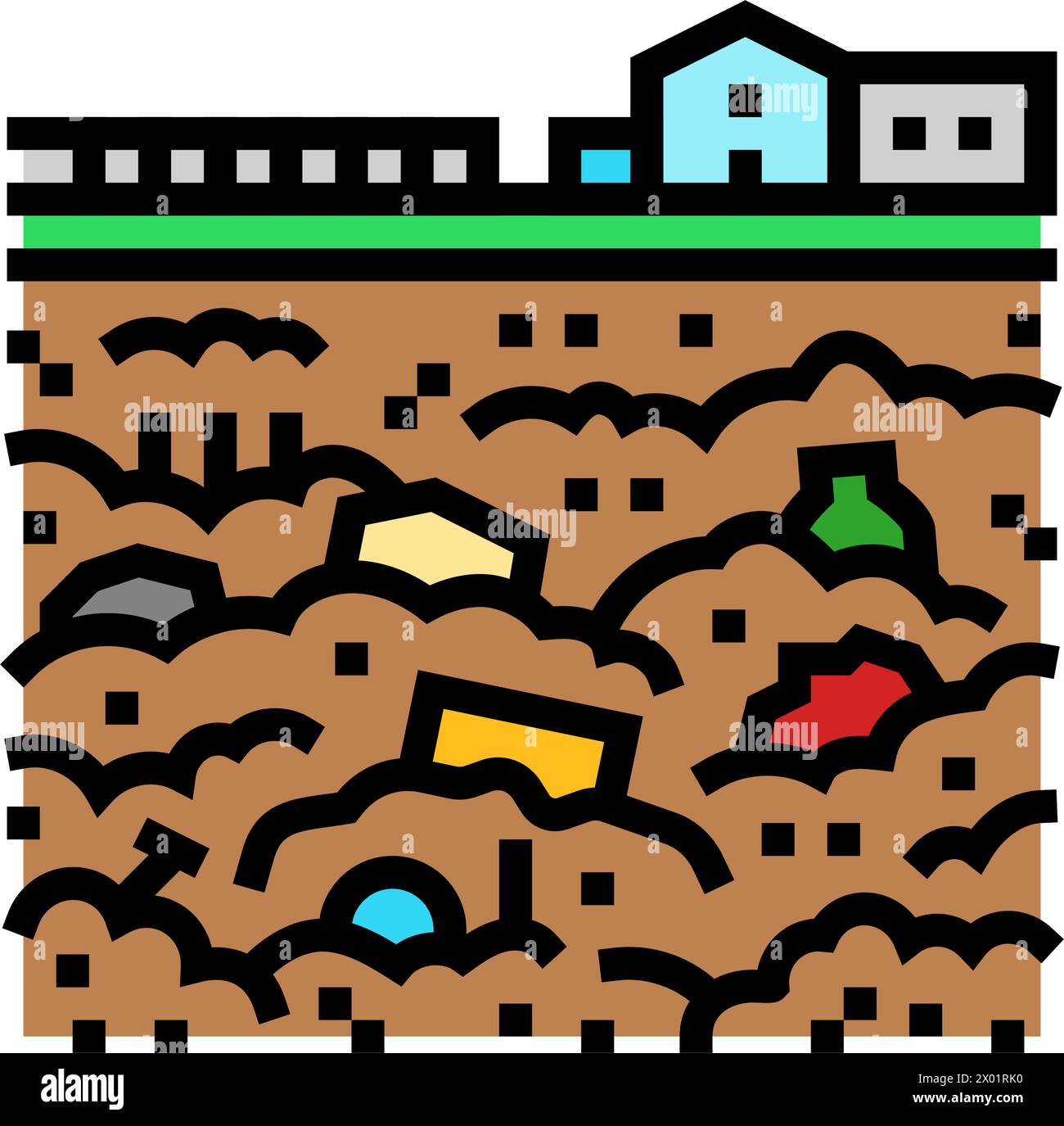 landfill waste sorting color icon vector illustration Stock Vector ...