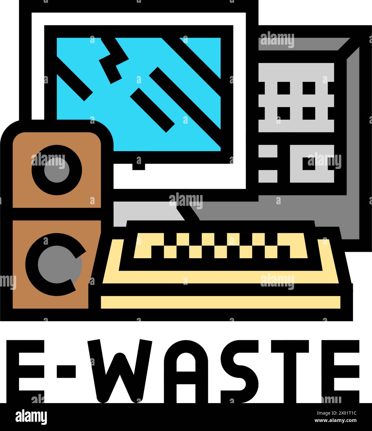 ewaste waste sorting color icon vector illustration Stock Vector Image ...