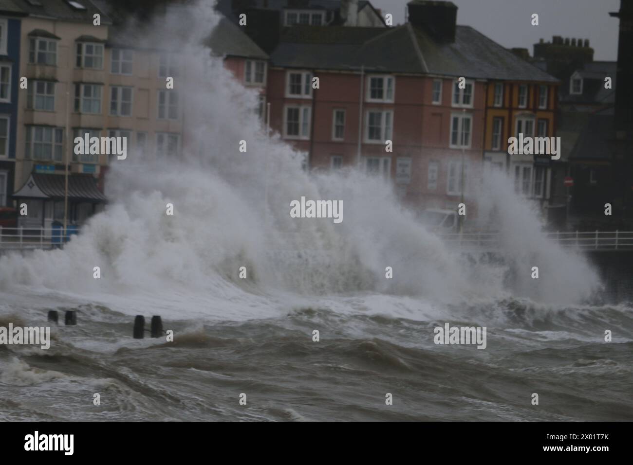 Aberystwyth Wales UK weather 9th April 2024 Strong Gale force winds and ...