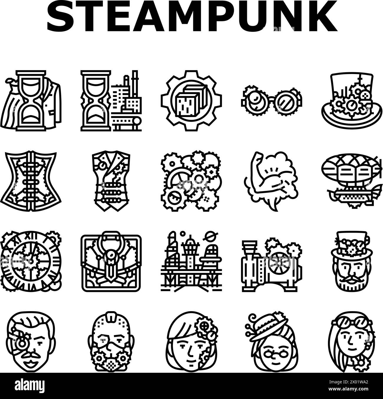 Vintage steam clock Stock Vector Images - Alamy