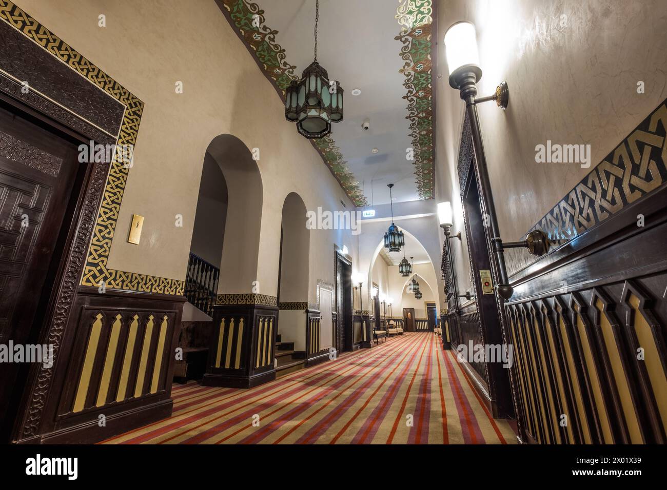 ASWAN, EGYPT - SEPTEMBER 03, 2017: Interior hallway of the Arabian ...