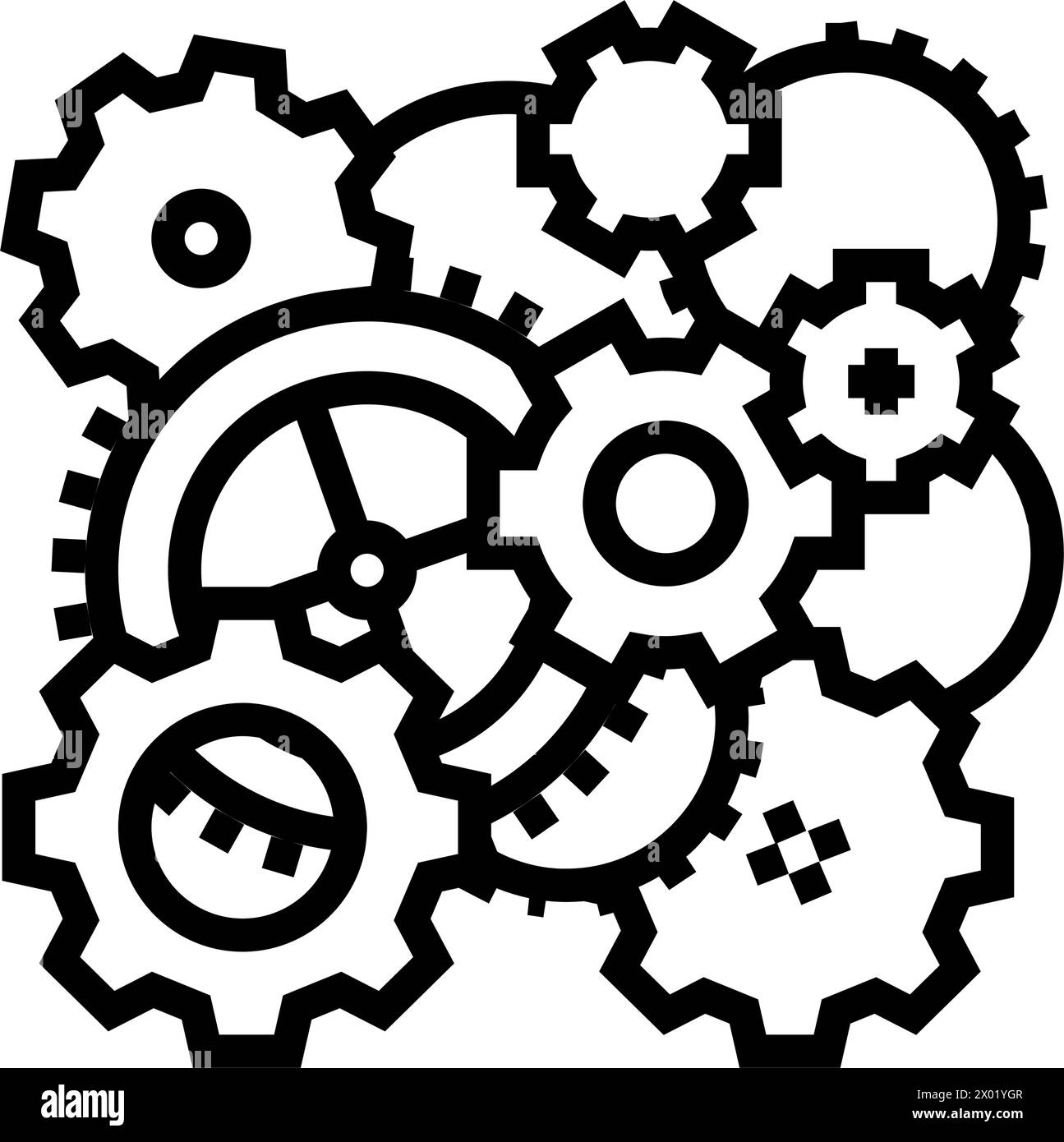 clockwork mechanism steampunk vintage line icon vector illustration ...