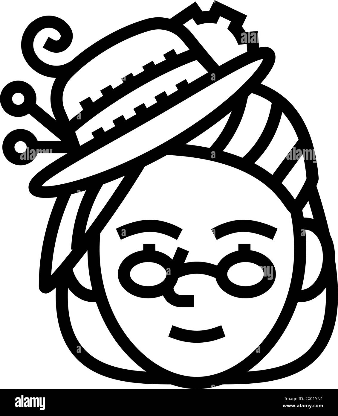 steampunk female vintage avatar line icon vector illustration Stock ...