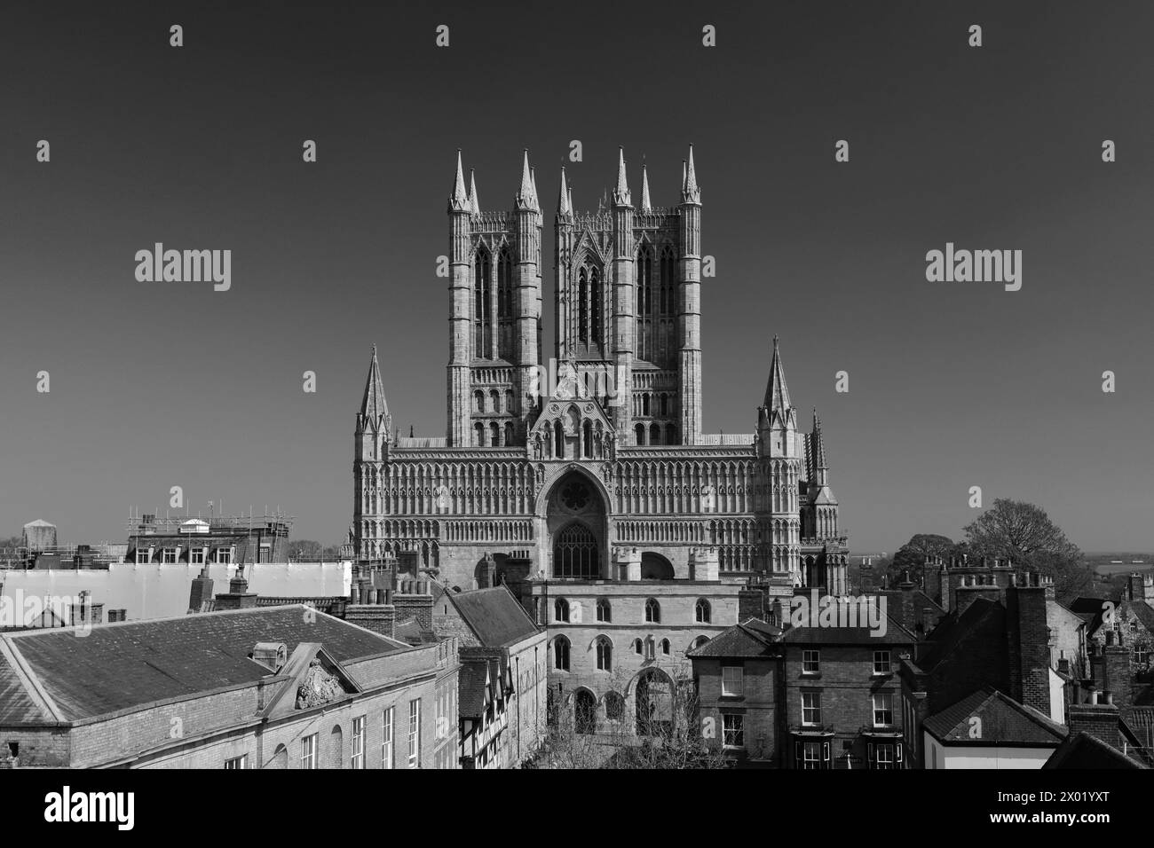 Spring colours over Lincoln cathedral, Lincoln City, Lincolnshire ...