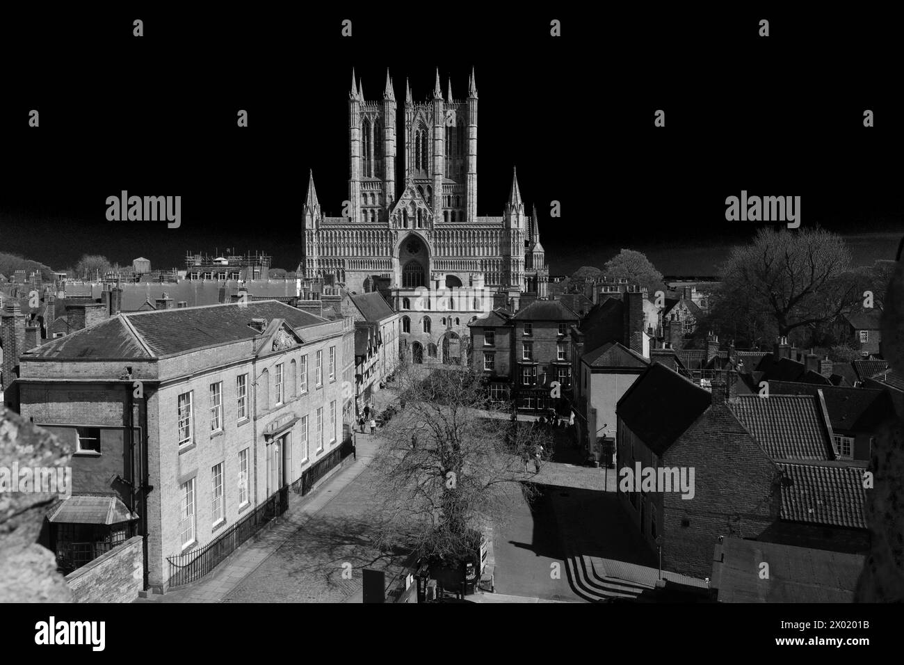 Spring colours over Lincoln cathedral, Lincoln City, Lincolnshire ...