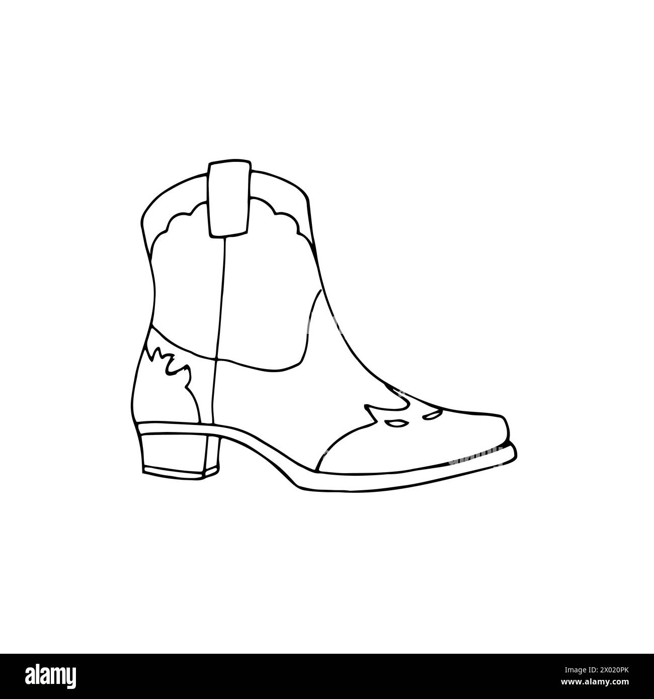 Hand-drawn Men's leather western boots. Cuban cowboy winklepicker ...