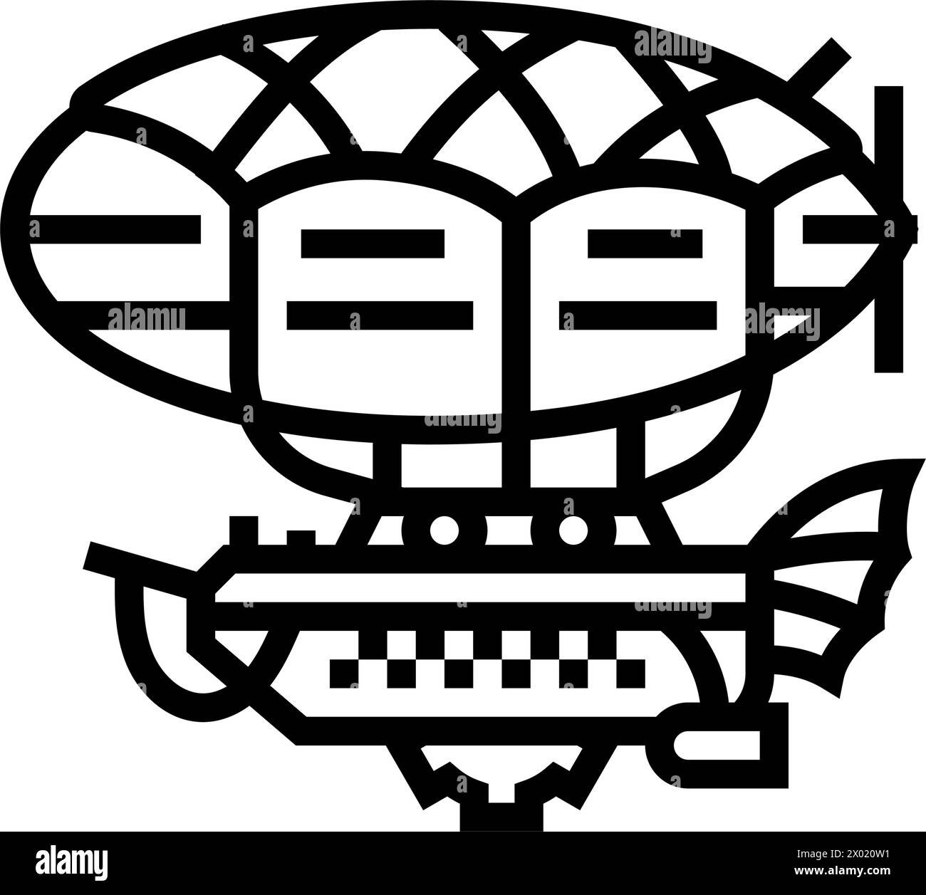 airship steampunk vintage line icon vector illustration Stock Vector ...