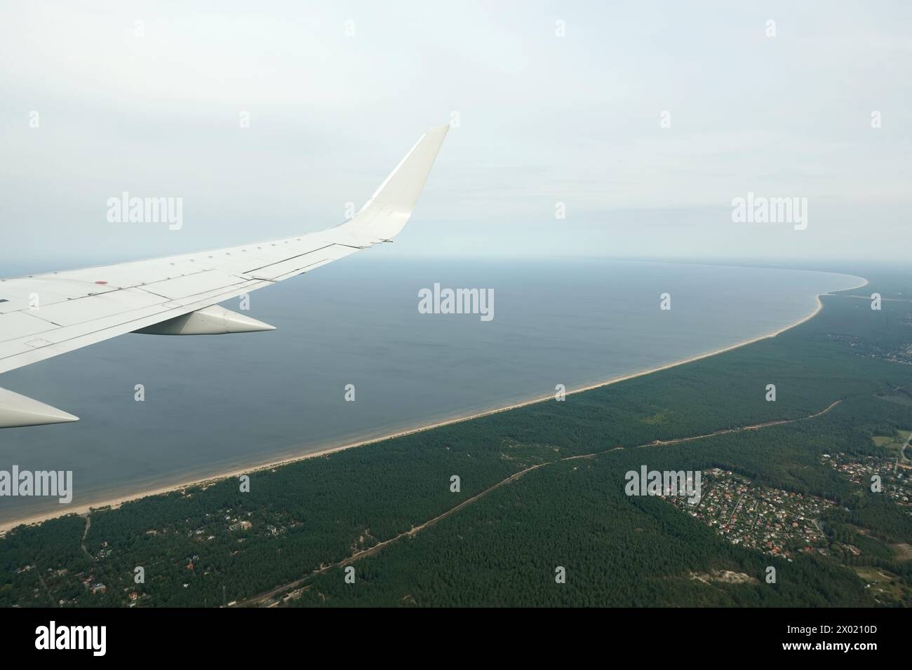 Gulf of Riga coastline with long sandy beaches on Baltic sea under ...