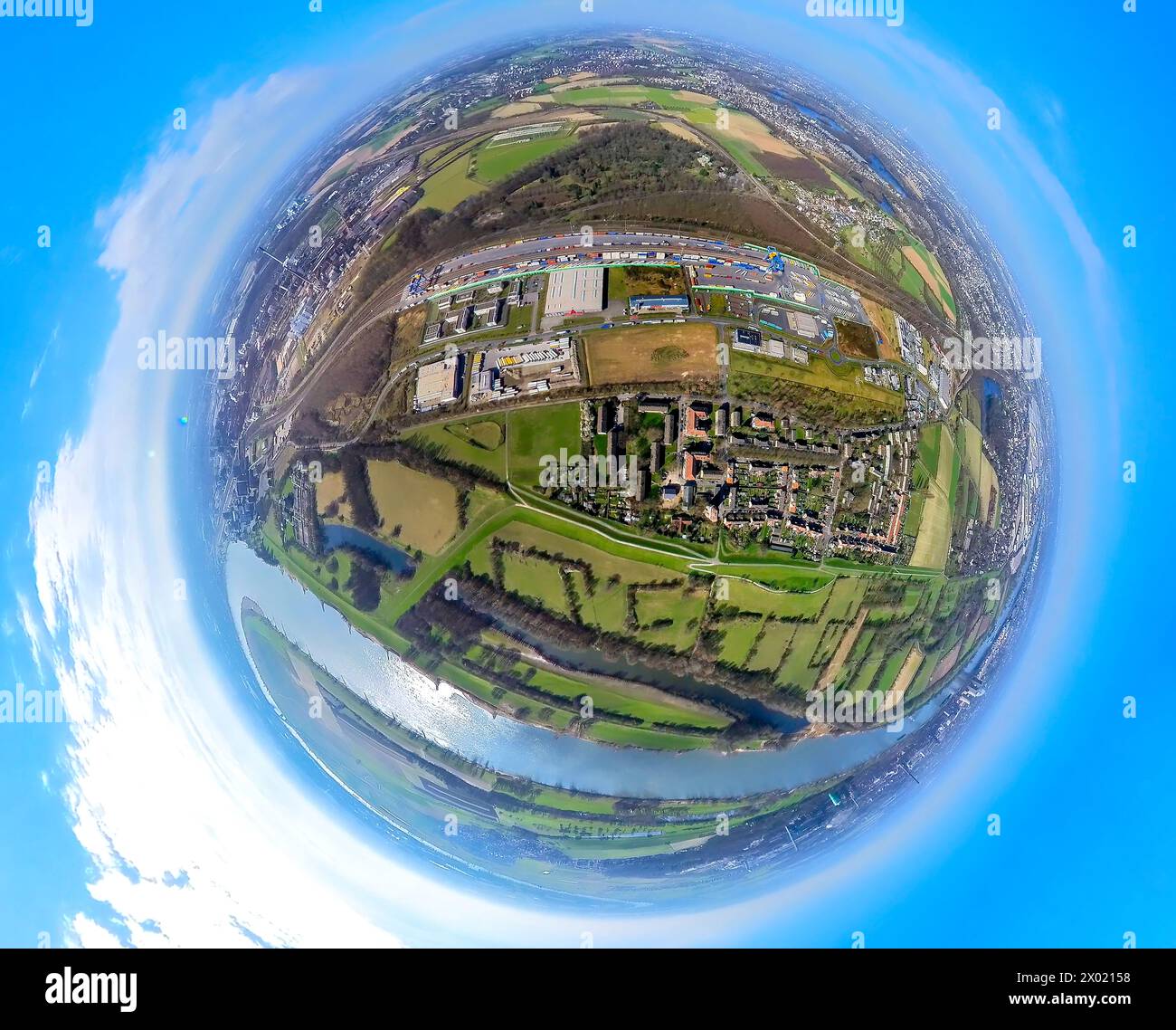 Aerial view, logport III, intermodal terminal, railroad settlement ...