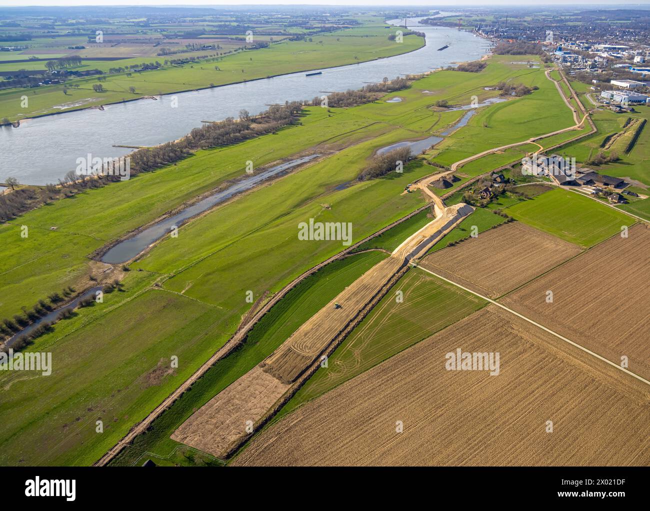 Aerial view, dyke between Dornick and Dornicksche Ward landscape ...