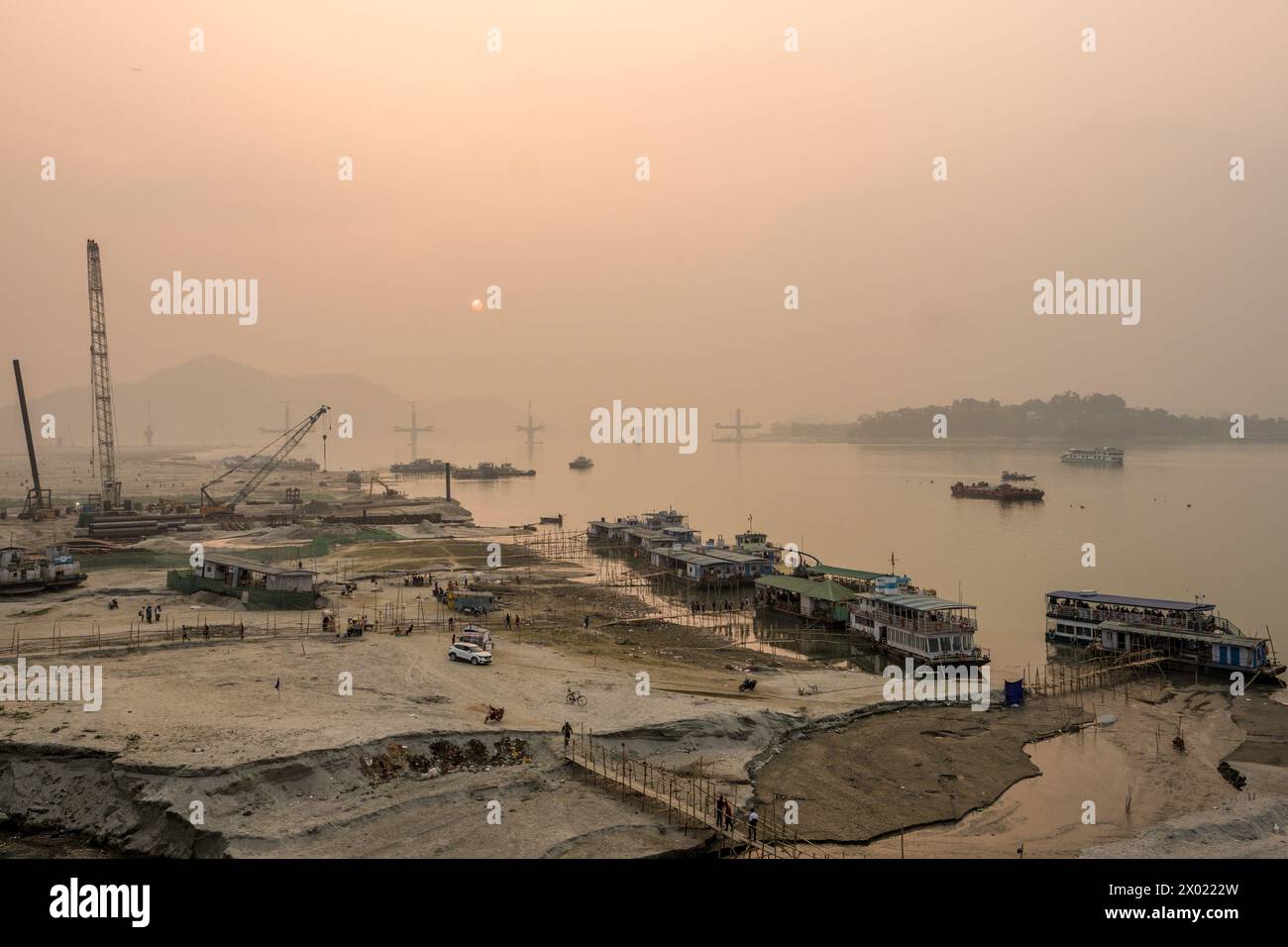 Ferries on the Brahmaputra river at Guwahati, Assam, India Stock Photo ...