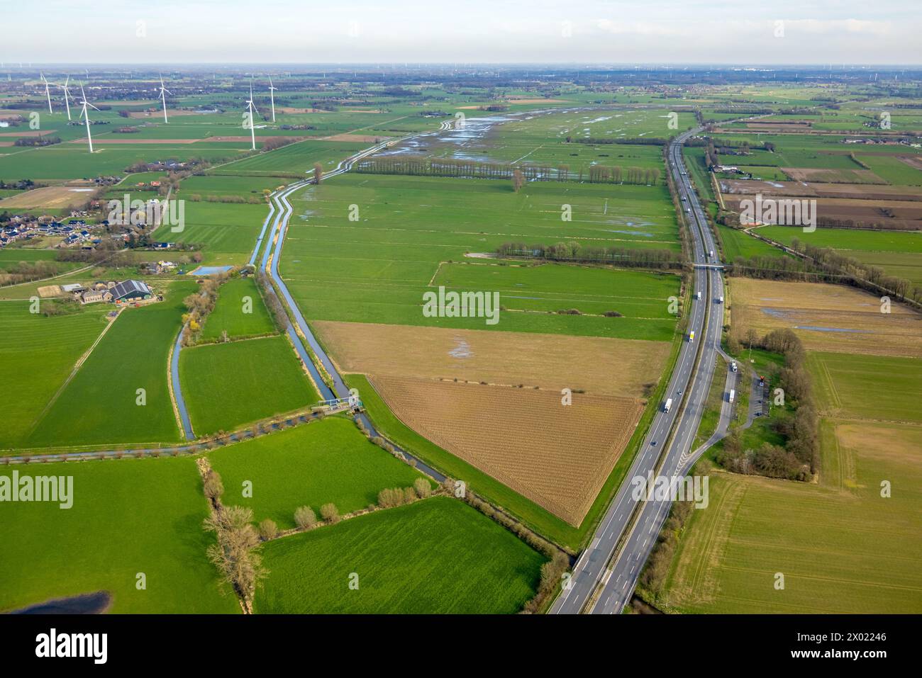 Aerial view, highway A3 with rest area Löwenberger Landwehr ...