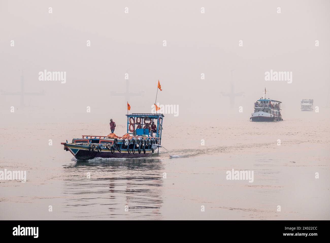 Ferries on the Brahmaputra river at Guwahati, Assam, India Stock Photo ...