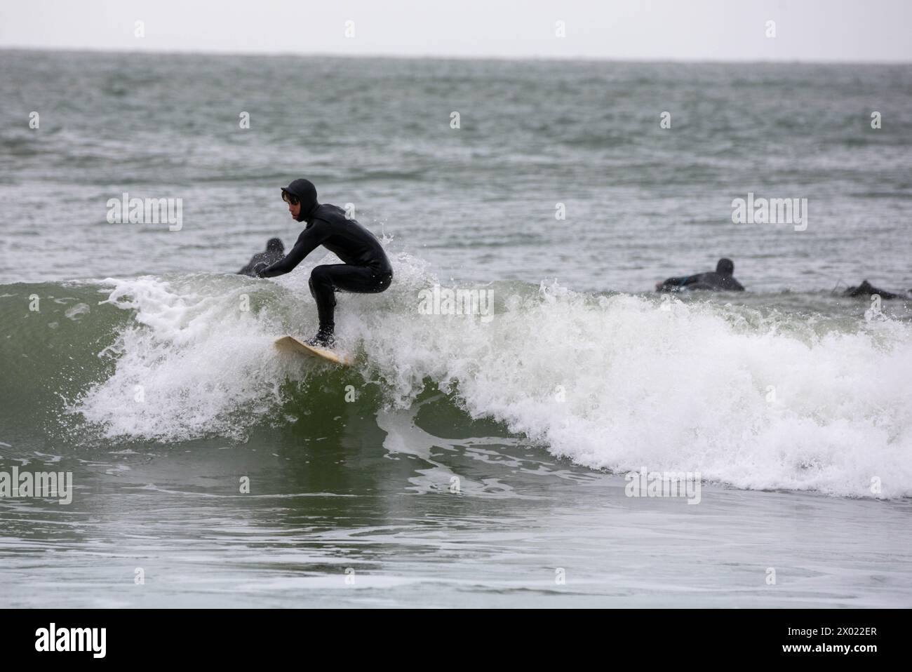 Bournemouth Dorset, UK. 9th Apr, 2024. UK WEATHER Surfers ride the ...