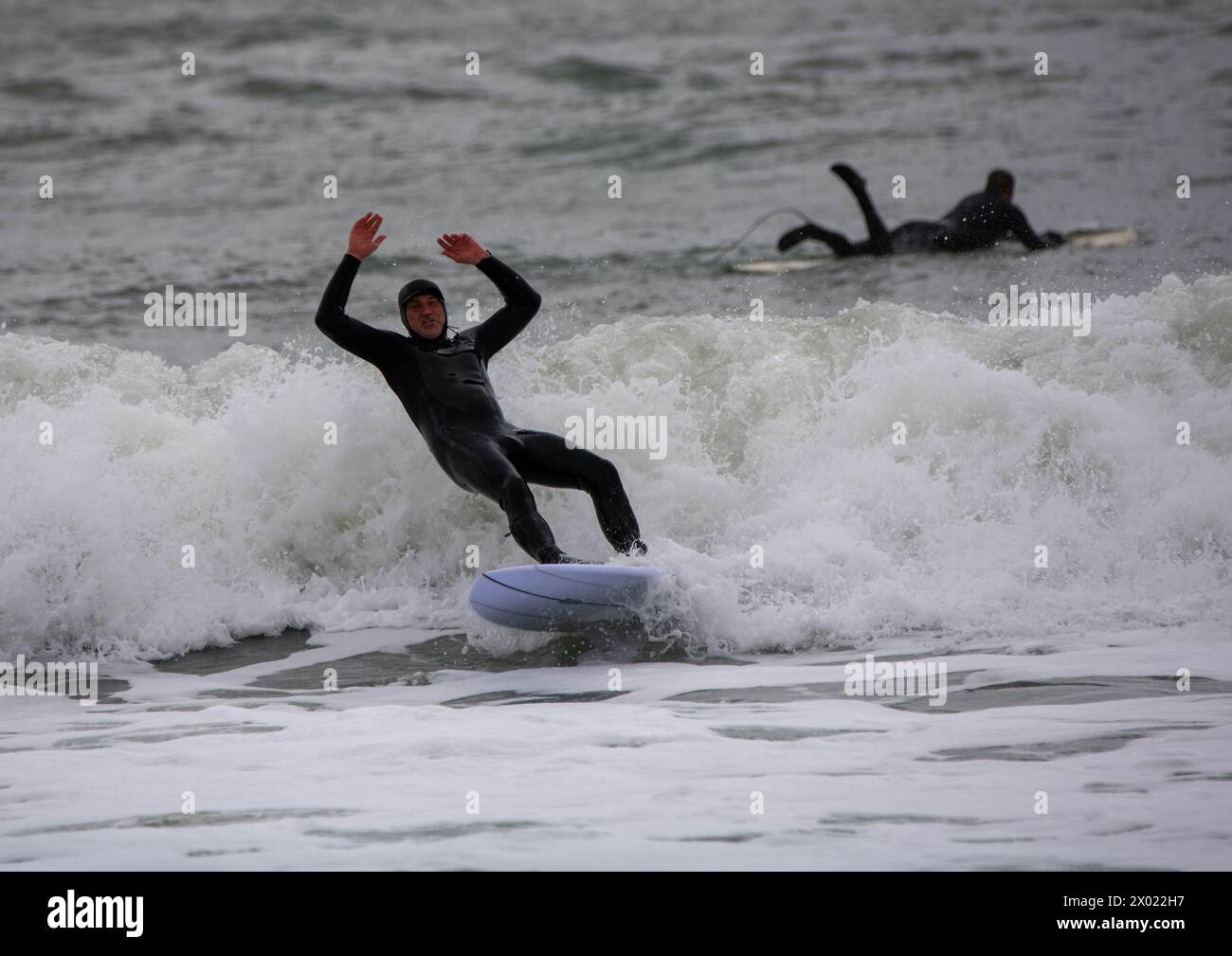 Bournemouth Dorset, UK. 9th Apr, 2024. UK WEATHER Surfers ride the ...