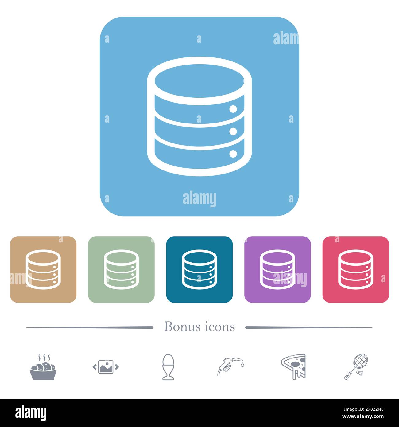 Database outline white flat icons on color rounded square backgrounds ...