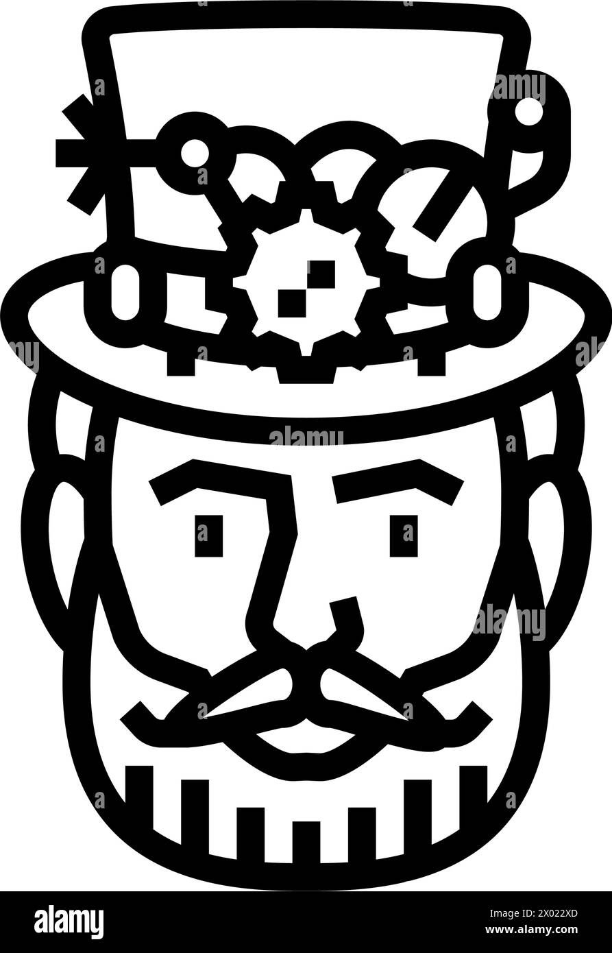 steampunk male avatar line icon vector illustration Stock Vector Image ...