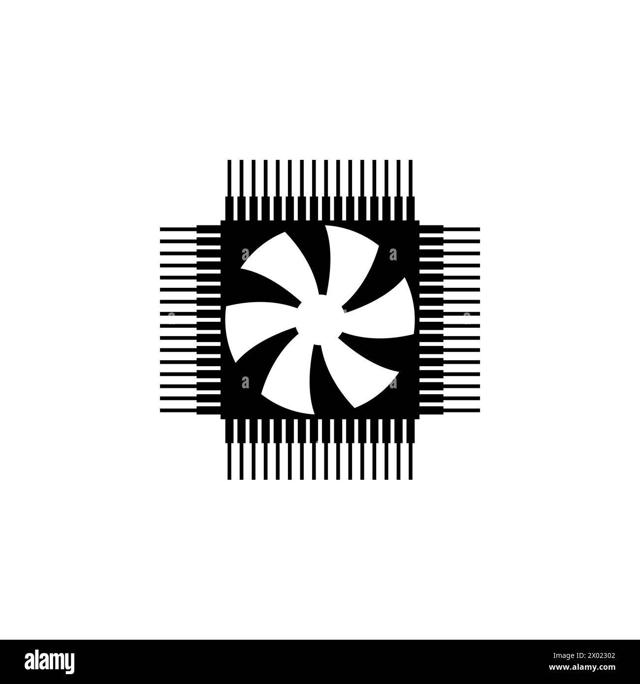 Cpu Cooler Flat Vector Icon Simple Solid Symbol Isolated On White