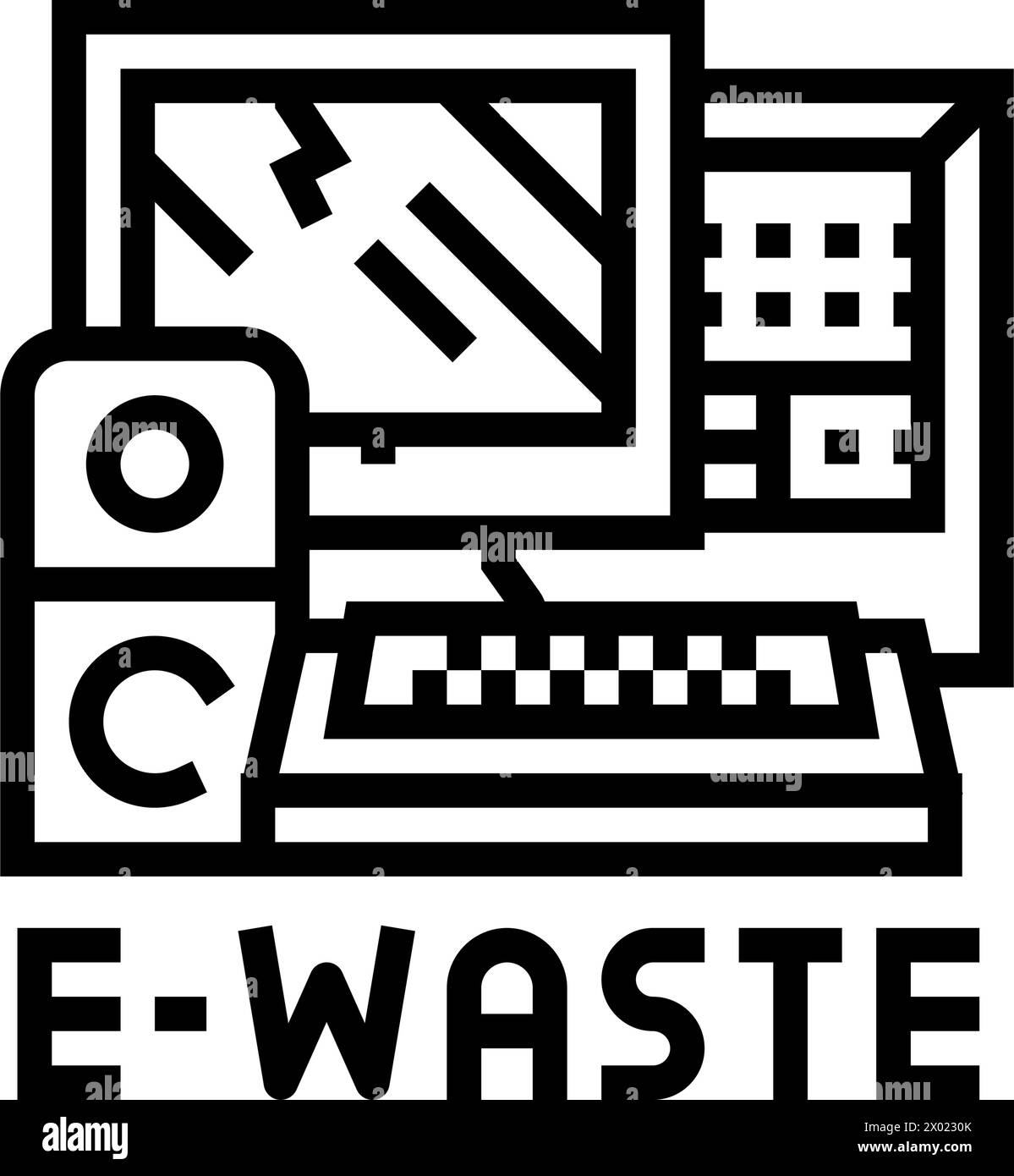 ewaste waste sorting line icon vector illustration Stock Vector Image ...
