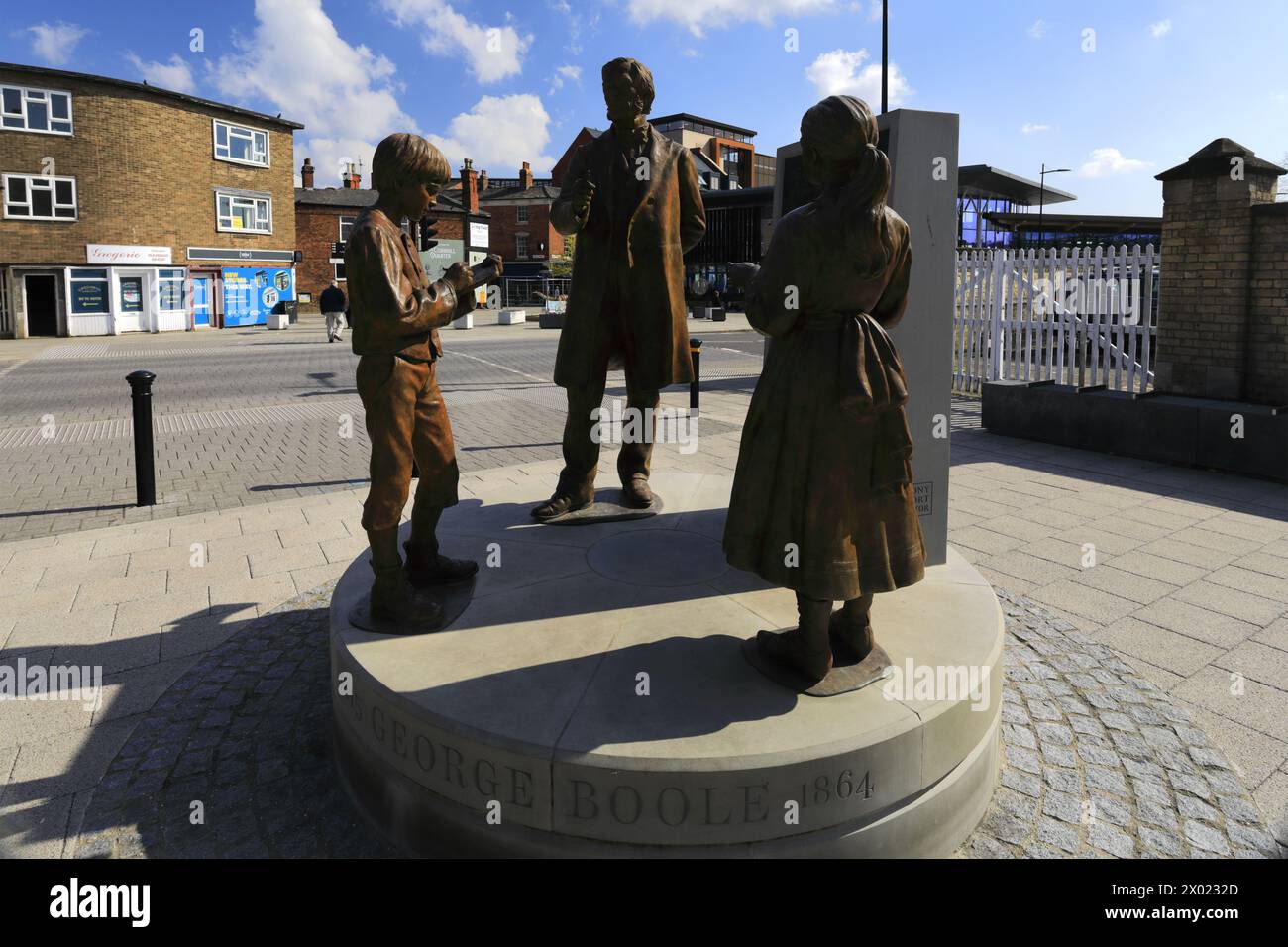 The George Boole statue outside Lincoln railway station, Lincolnshire ...